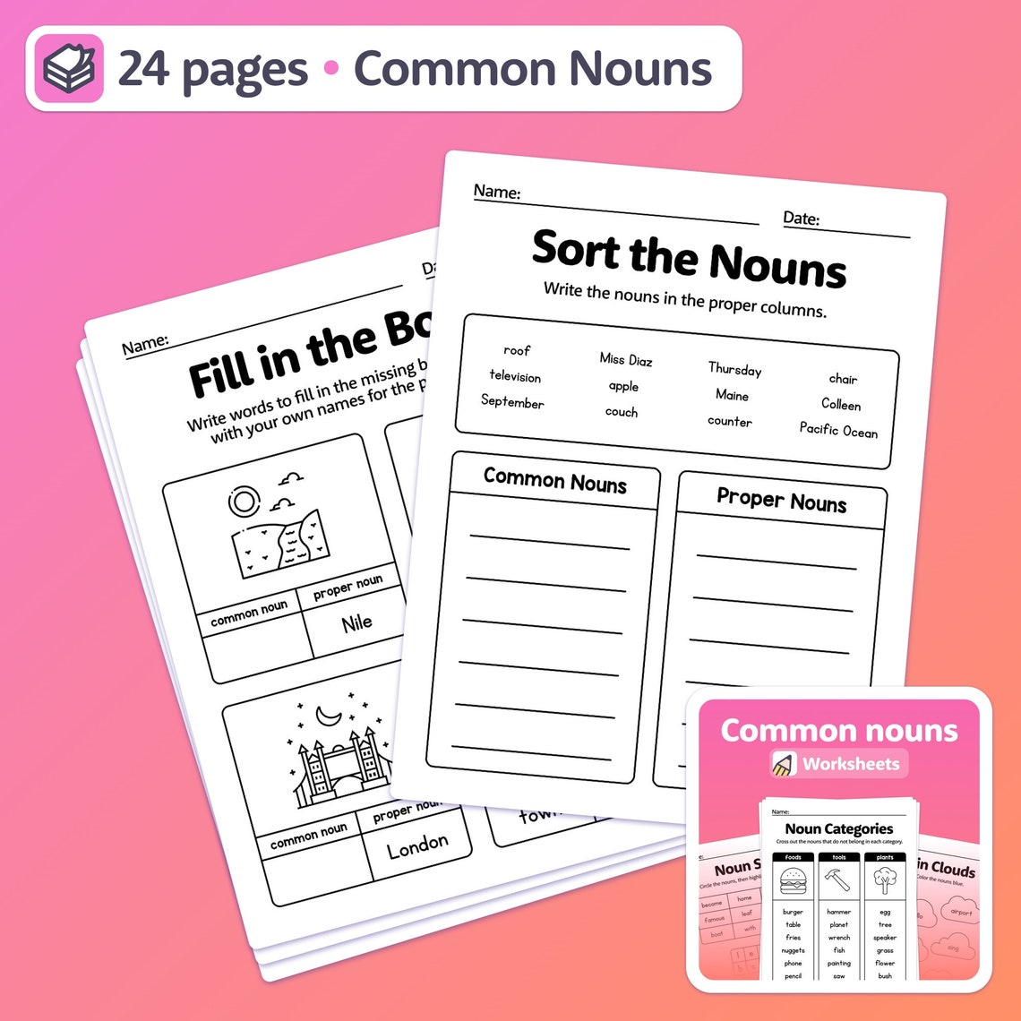 Grammar Bundle | Kindergarten Grammar, 1st Grade Grammar, 2nd Grade ...