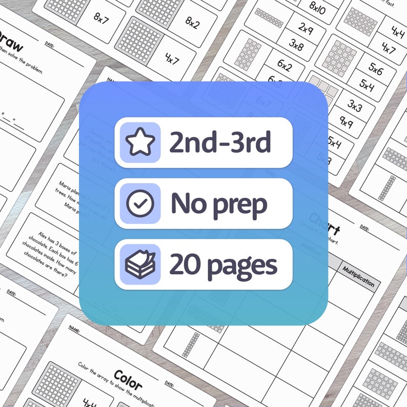 2nd & 3rd Grade Multiplication Array Worksheets | Multiplication ...