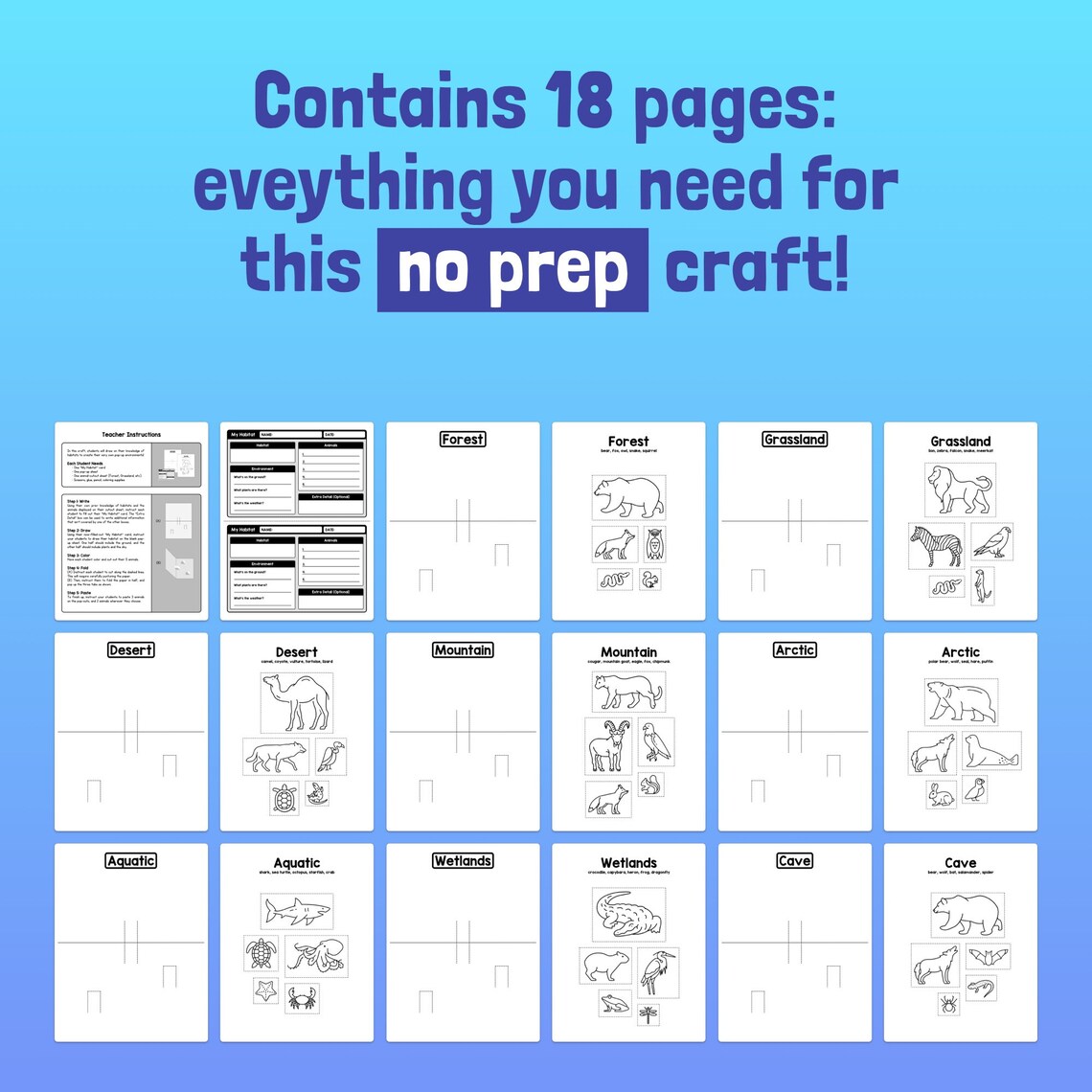 Animal Habitats Craft | 2nd, 3rd, 4th Grade Biomes & Habitat Science ...