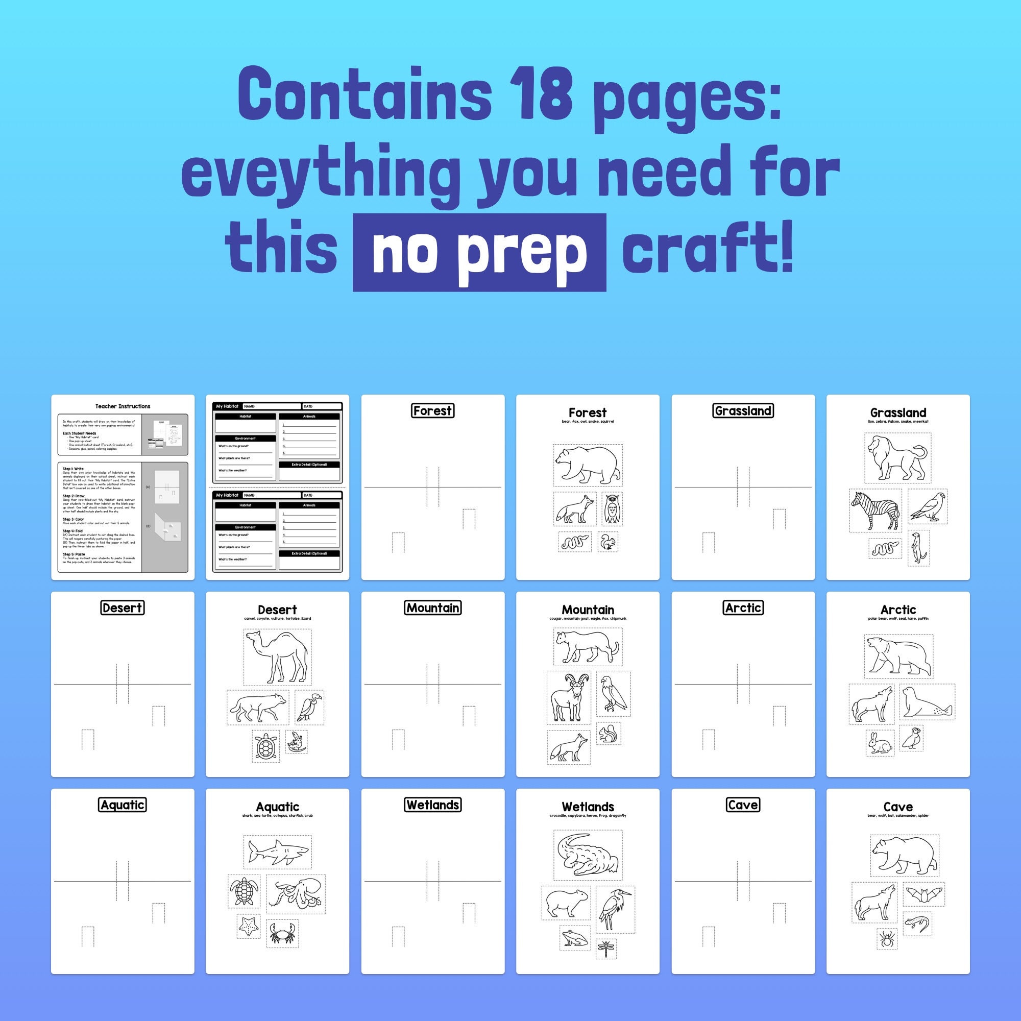 Animal Habitats Craft | 2nd, 3rd, 4th Grade Biomes & Habitat Science ...