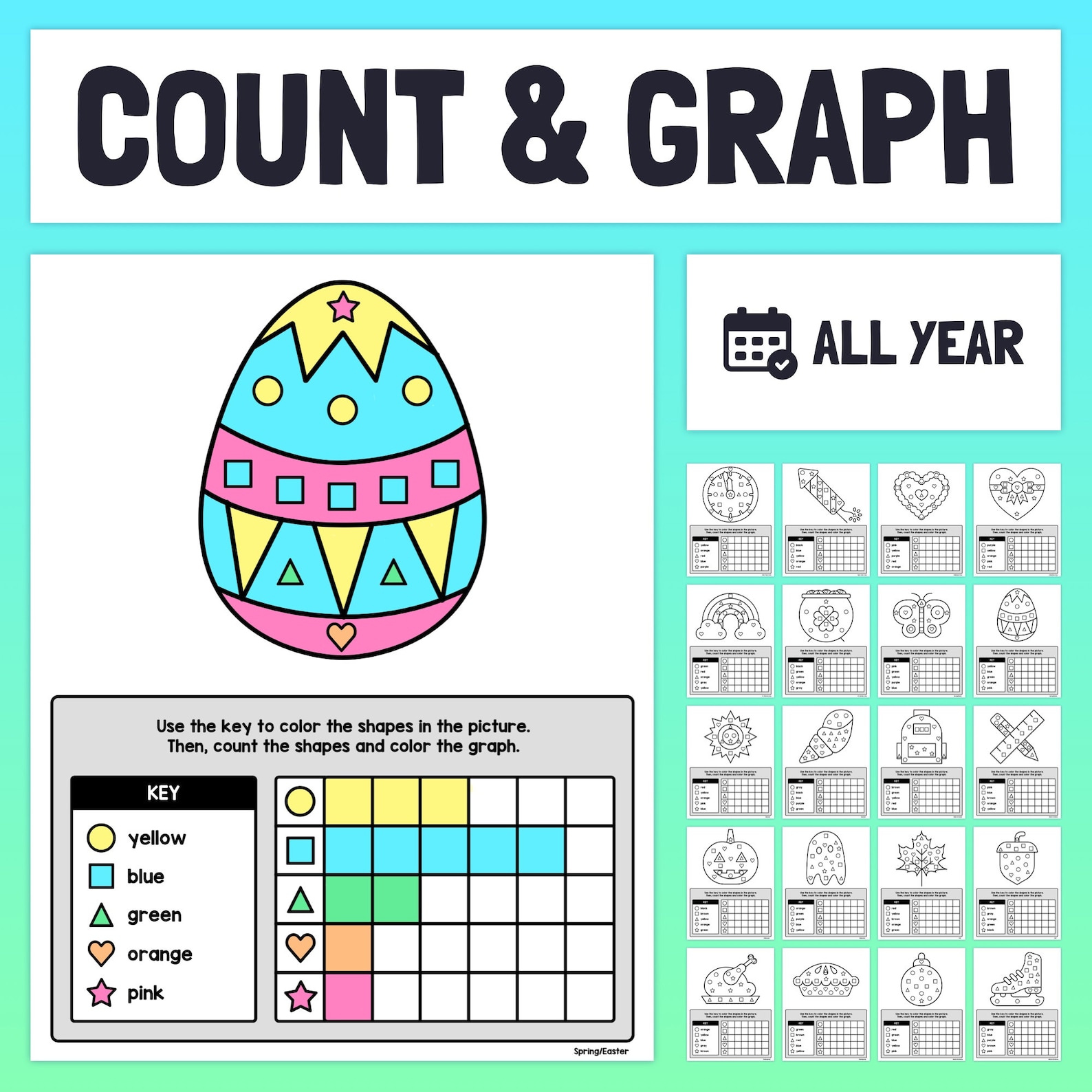 All Year Graphing Worksheets | Kindergarten & 1st Grade Graph by ...