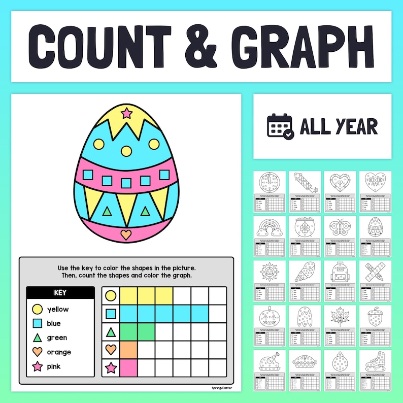 All Year Graphing Worksheets | Kindergarten & 1st Grade Graph by ...