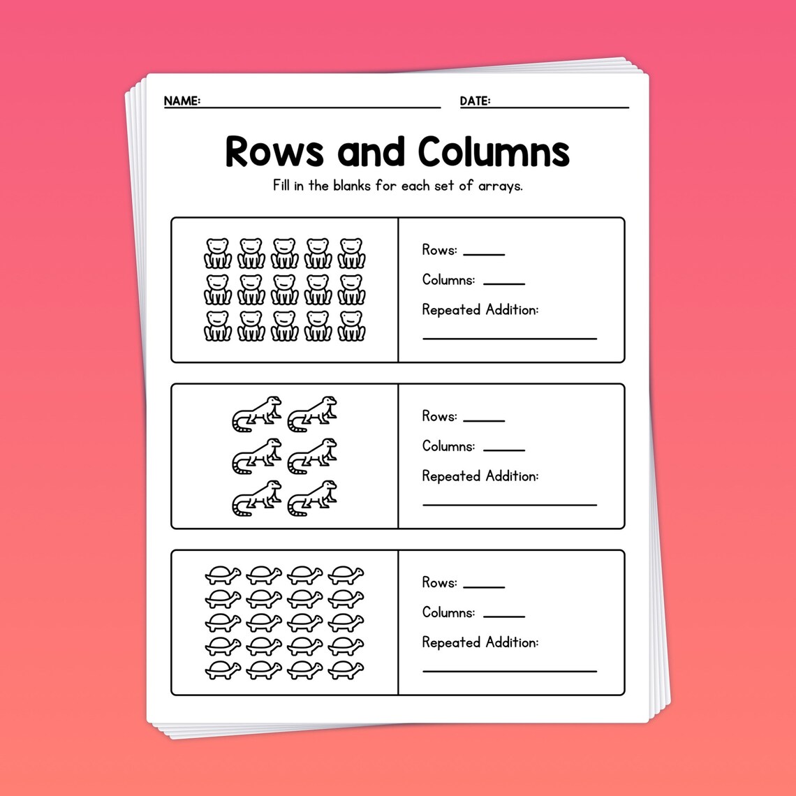 No Prep Arrays Worksheets Multiplication and Repeated Addition ...