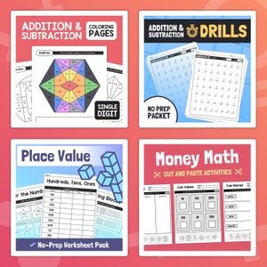 1st Grade Math Worksheets, Activities & Centers | Bundle: Addition ...