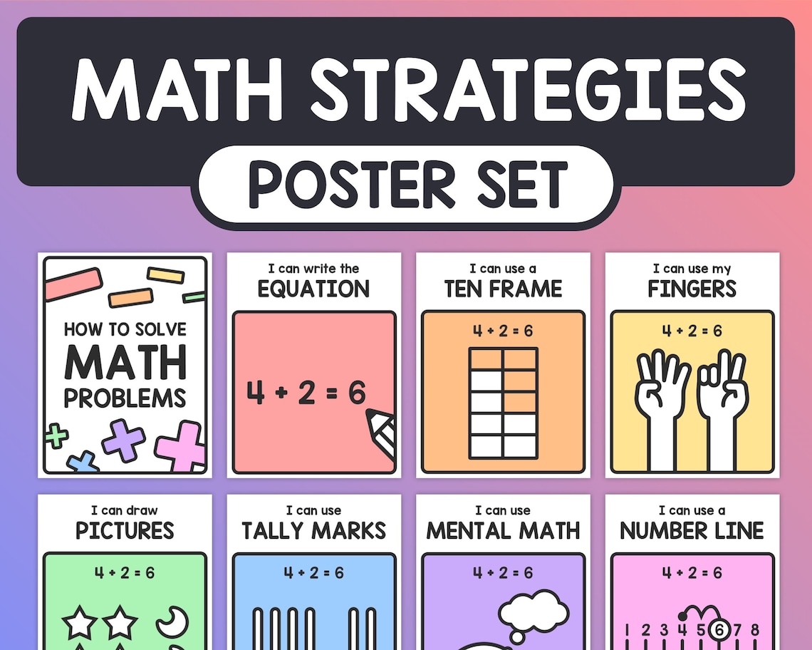 Math Strategies Posters Single Digit Addition Posters - Etsy
