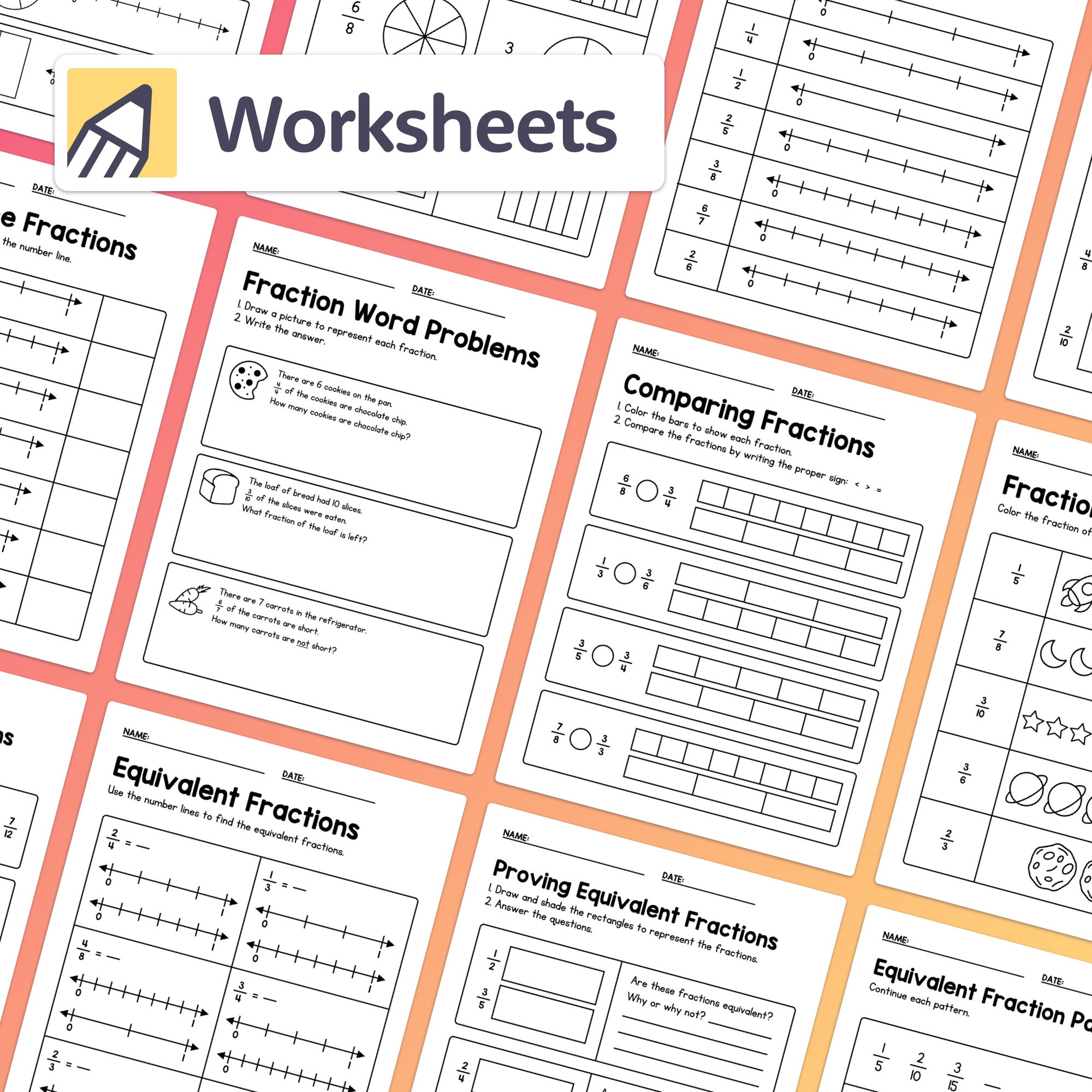 No Prep Fractions Unit | 2nd, 3rd, 4th Grade Fraction Worksheets ...