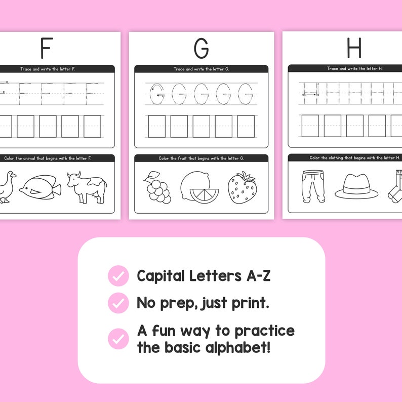 Handwriting Capital Letters Worksheets Pre K Kindergarten | Etsy