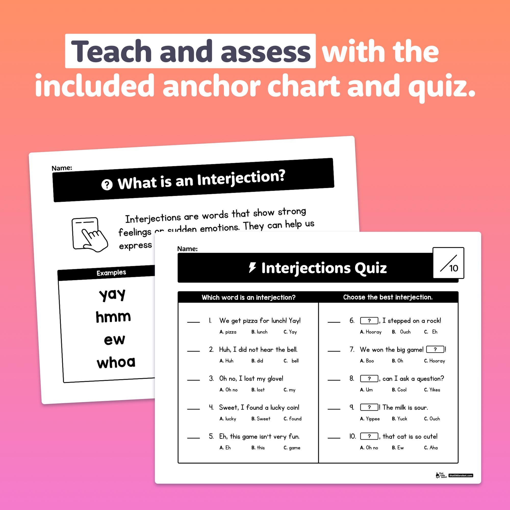Interjections Worksheets | 1st, 2nd, & 3rd Grade Grammar Activities ...