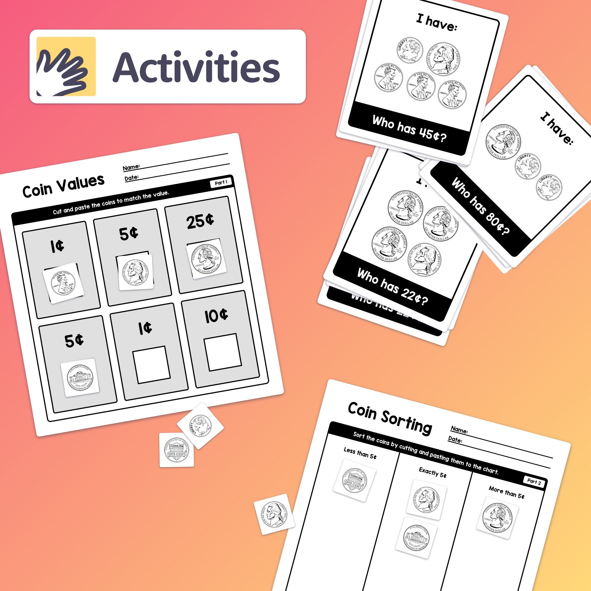 No Prep Money Math Unit | Kindergarten, 1st, 2nd Grade US Coin ...