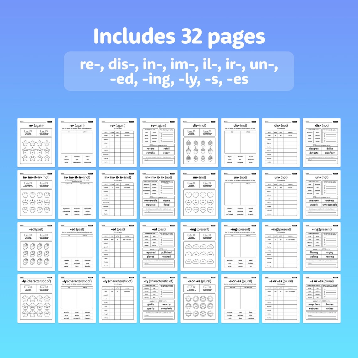 2nd & 3rd Grade Prefixes and Suffixes Worksheets | Grammar Worksheets ...