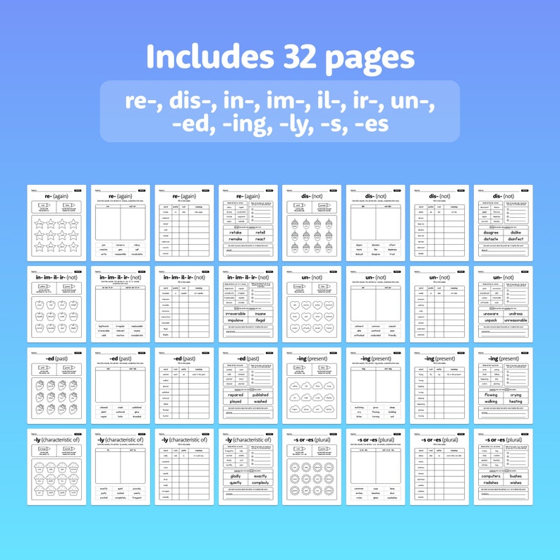 2nd & 3rd Grade Prefixes and Suffixes Worksheets | Grammar Worksheets ...