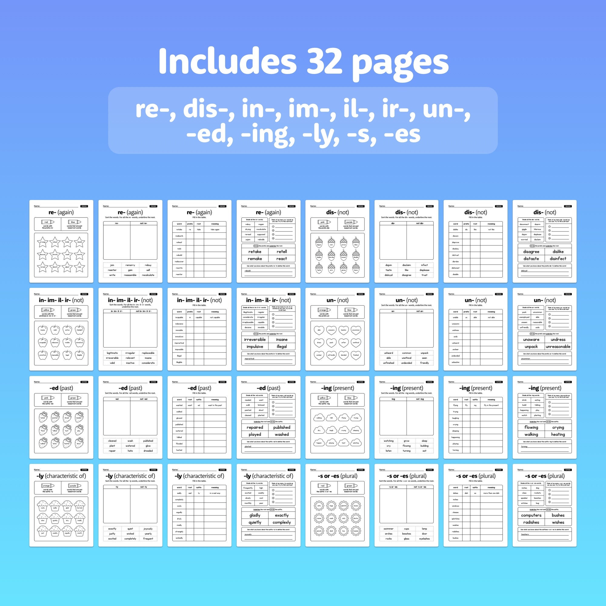 2nd & 3rd Grade Prefixes and Suffixes Worksheets | Grammar Worksheets ...