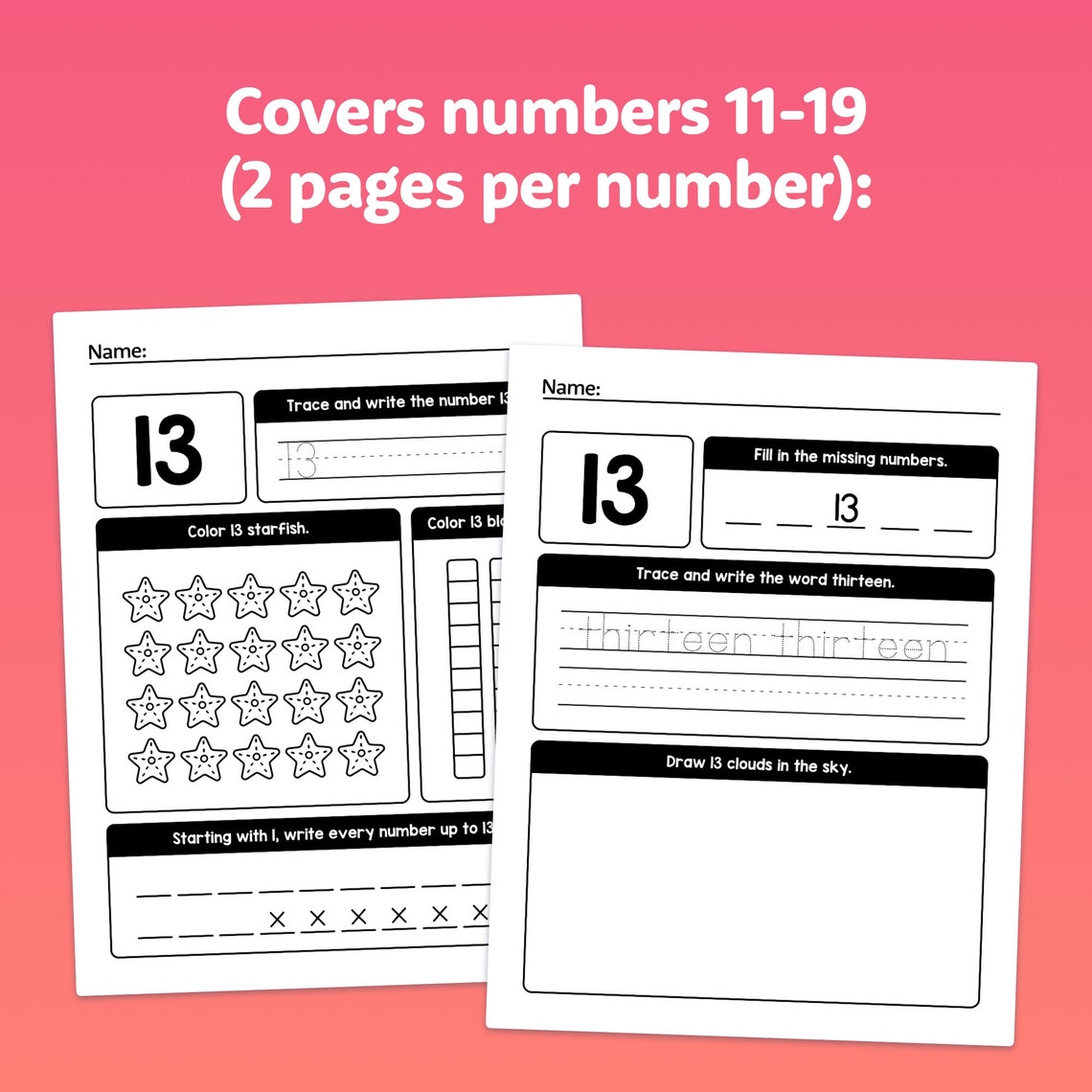 Summer Teen Number Worksheets | Summer Kindergarten Math Activities ...