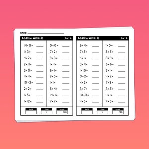 No Prep 1 Minute Subtraction Drills | Kindergarten, 1st, 2nd Grade Math ...