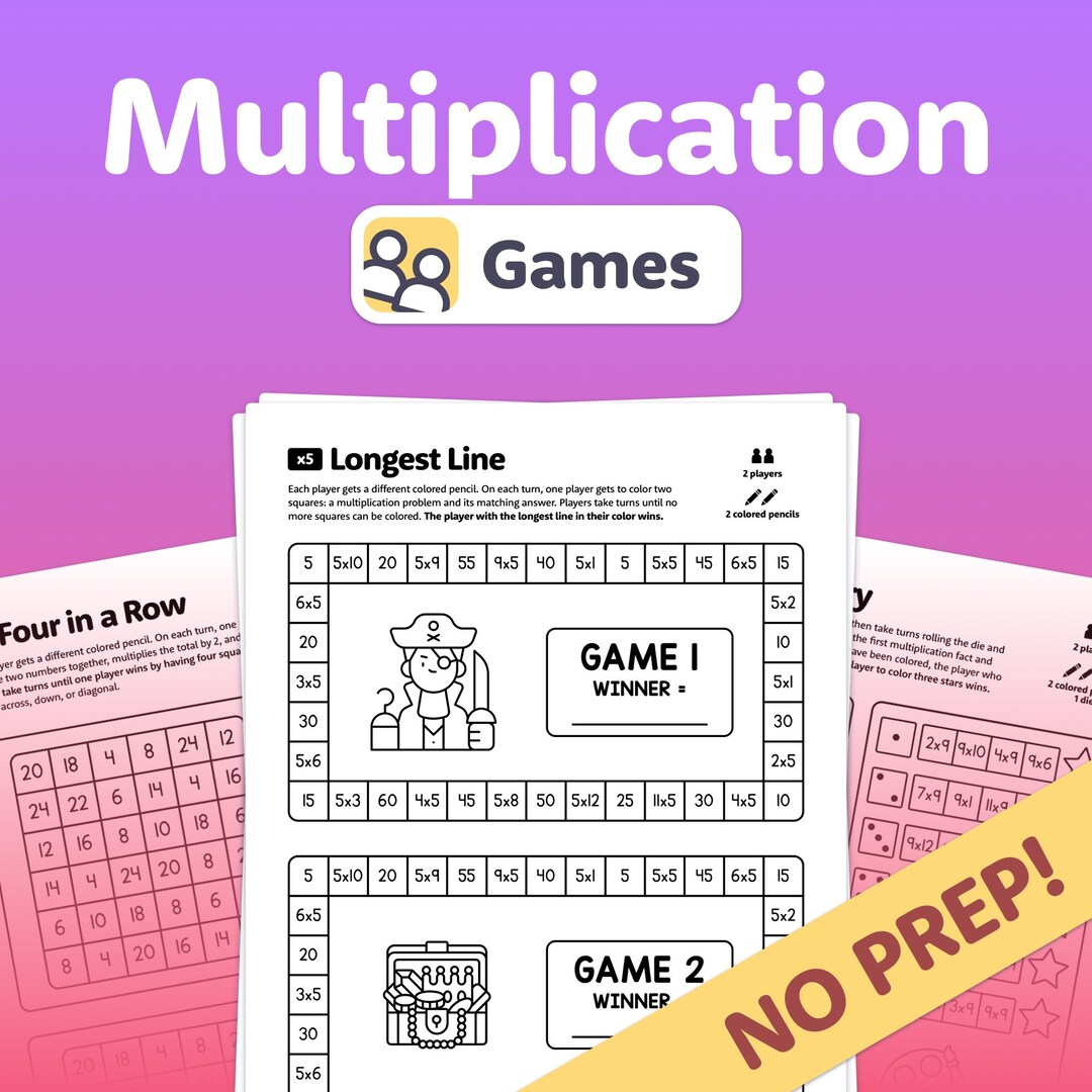 No Prep Multiplication Games | Fact Fluency Math Games, Multiplication ...