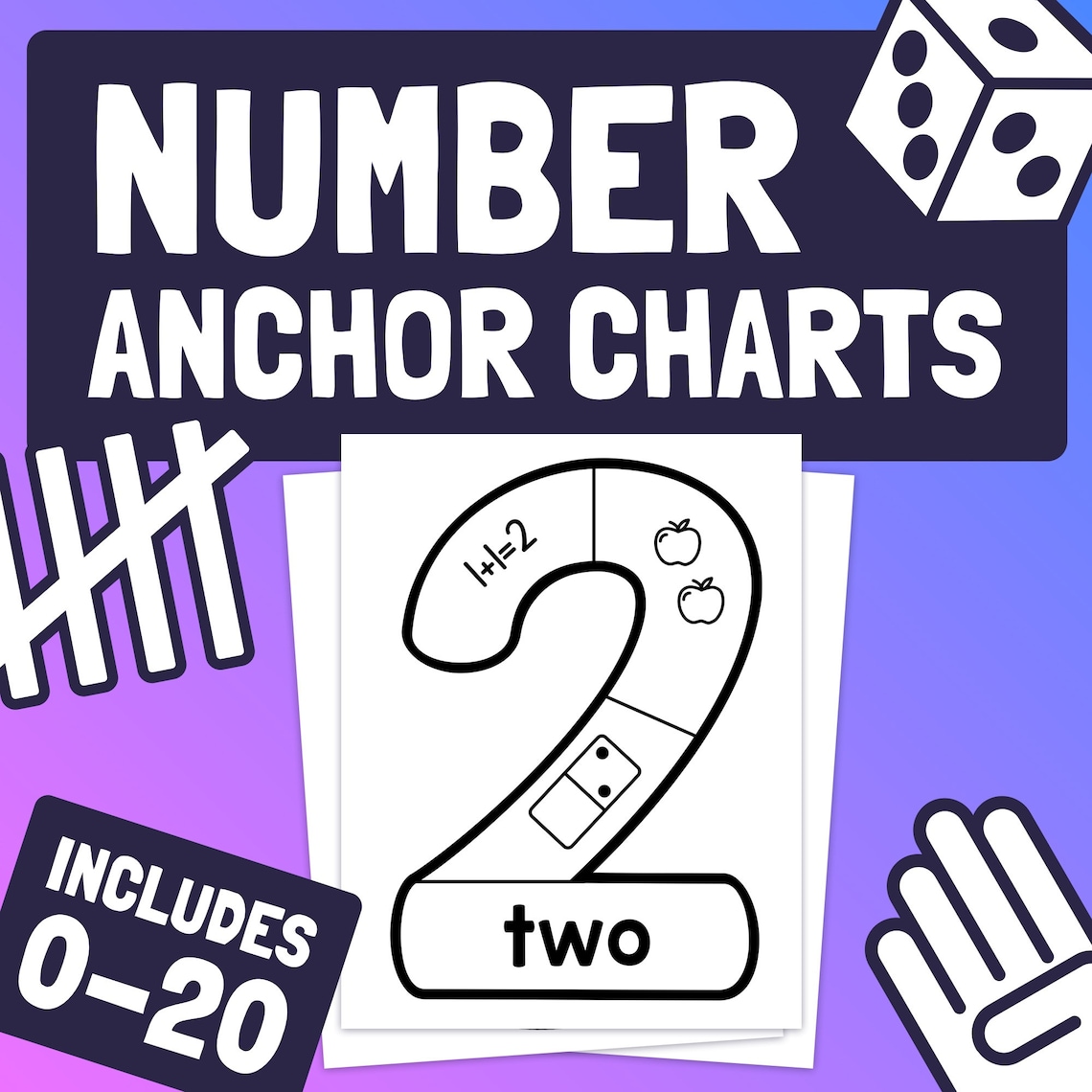 0-20 Number Anchor Charts | Pre-k, Kindergarten, 1st Grade Number Sense ...
