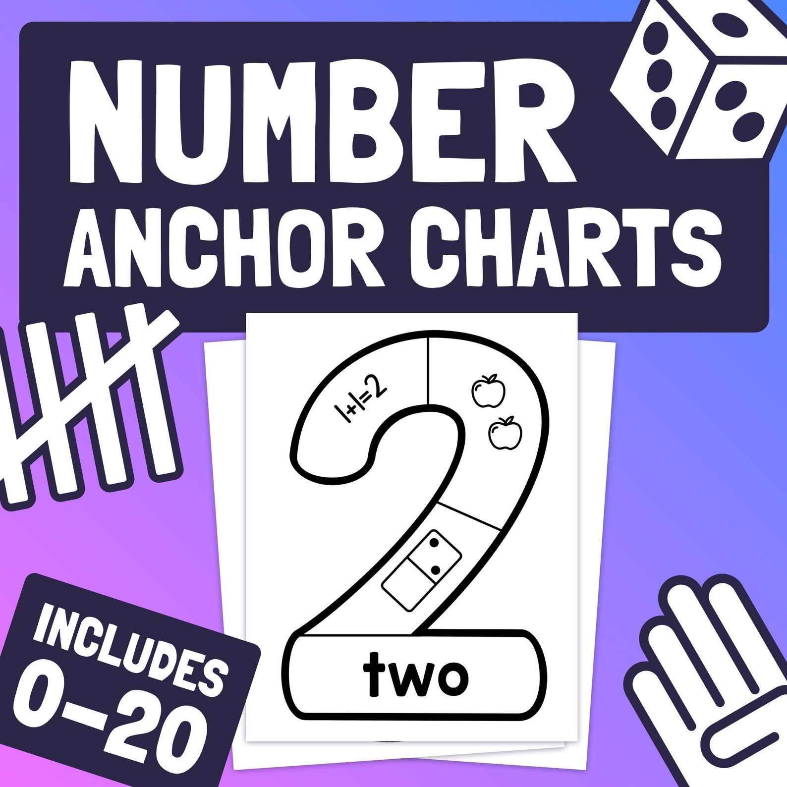 0-20 Number Anchor Charts | Pre-k, Kindergarten, 1st Grade Number Sense ...