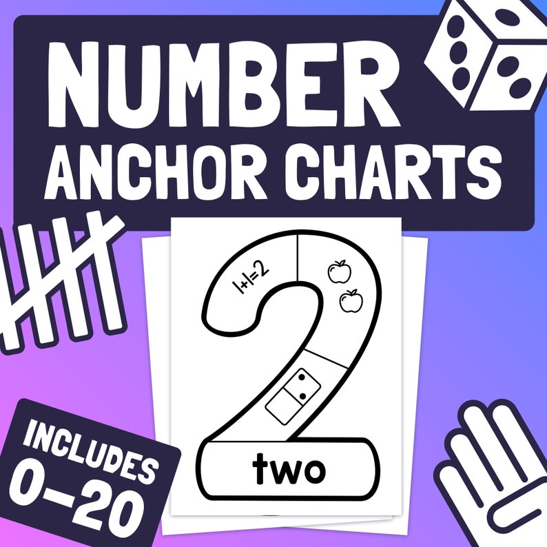 0-20 Number Anchor Charts | Pre-k, Kindergarten, 1st Grade Number Sense ...