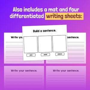 Sentence Building Literacy Center | Kindergarten & 1st Grade Writing ...