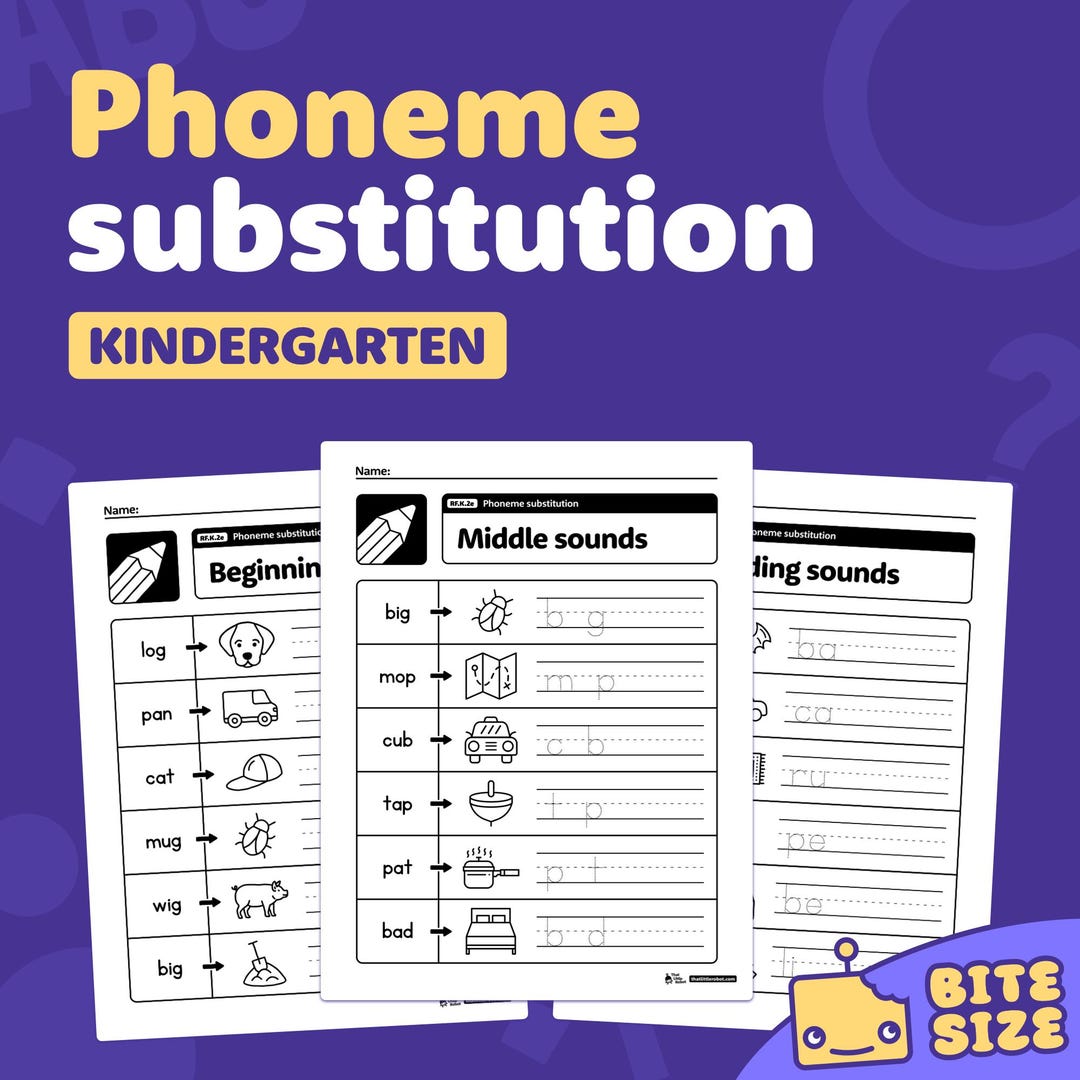Phoneme Substitution Worksheets | Kindergarten CVC Word Phonemic ...