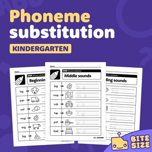 Phoneme Substitution Worksheets | Kindergarten CVC Word Phonemic ...