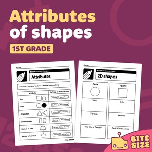 Defining & Non-defining Attributes of Shapes Worksheets | 1st Grade ...