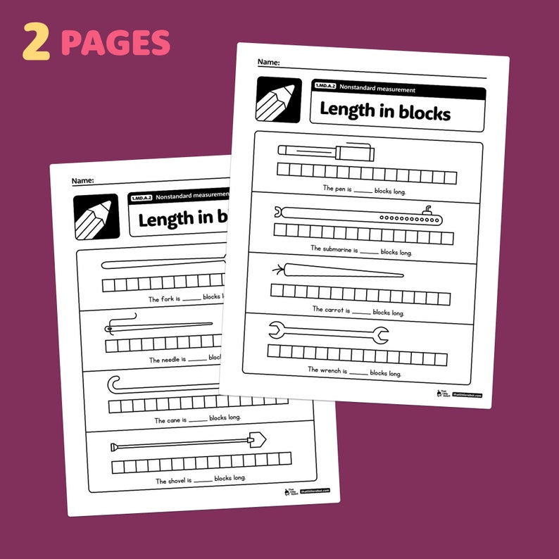 Nonstandard Measurement Worksheets | 1st Grade Length Math Activities ...