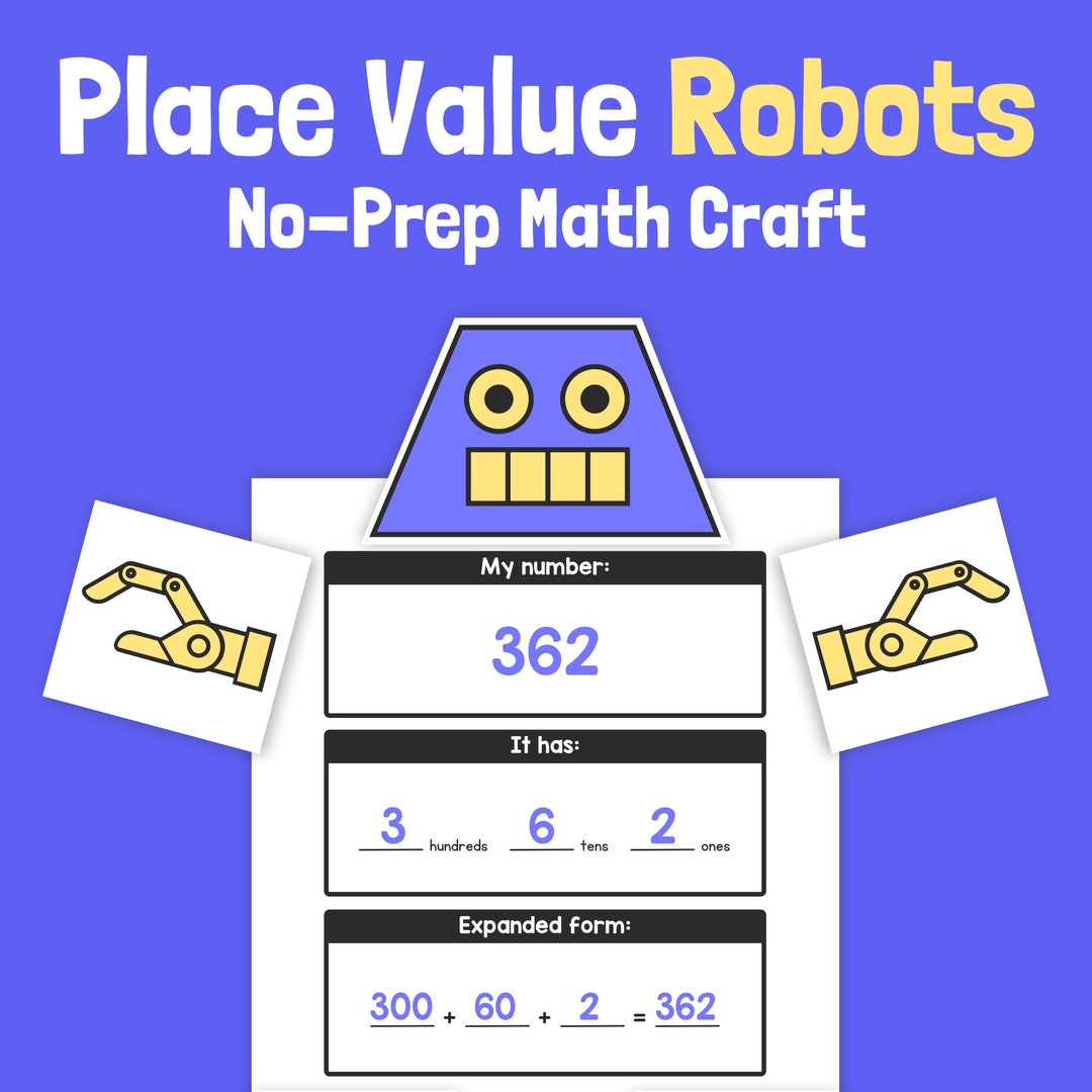 Place Value Craft | Robot Place Value Activity, Expanded Form Place ...