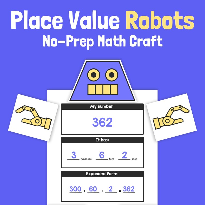 Place Value Craft | Robot Place Value Activity, Expanded Form Place ...