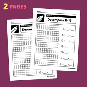 Decompose Numbers 11-19 Worksheets | Kindergarten Math Centers, Composing Teen Numbers Review ...