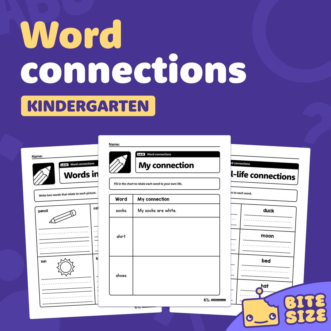 Word Connections Worksheets & Centers | Kindergarten Real Life ...