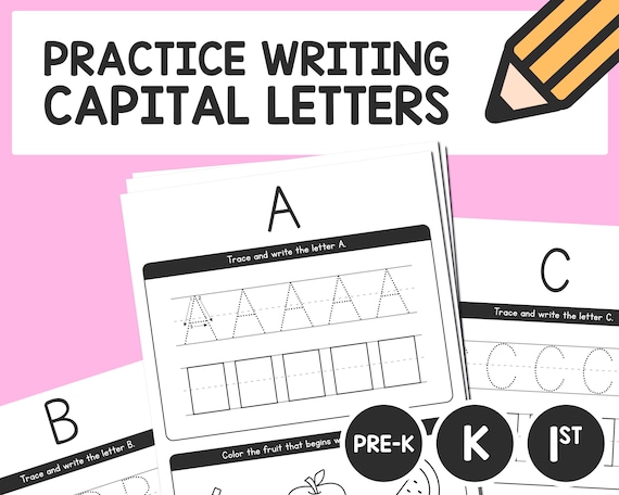 Handwriting Capital Letters Worksheets Pre K Kindergarten | Etsy