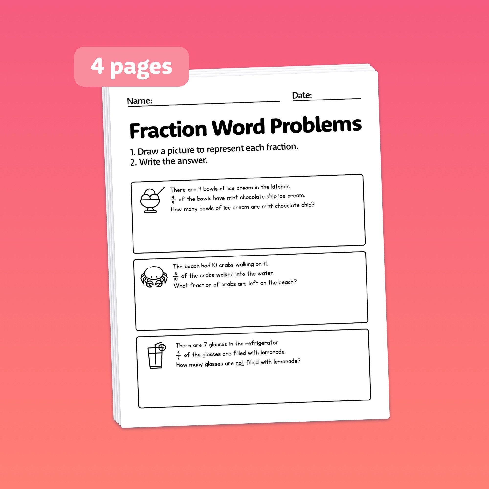 3rd Grade Fractions Review | Summer Fraction Worksheets, 3rd Grade ...