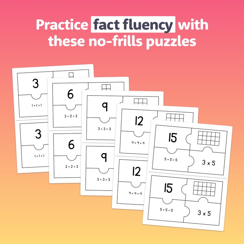 1-5 Multiplication Fact Fluency Puzzles | Repeated Addition Center ...