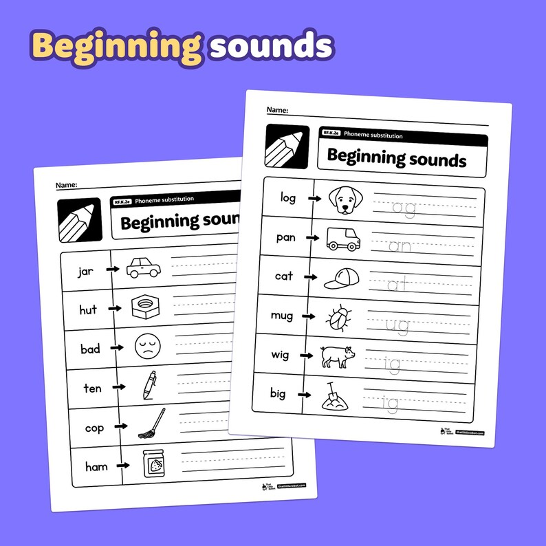 Phoneme Substitution Worksheets | Kindergarten CVC Word Phonemic ...