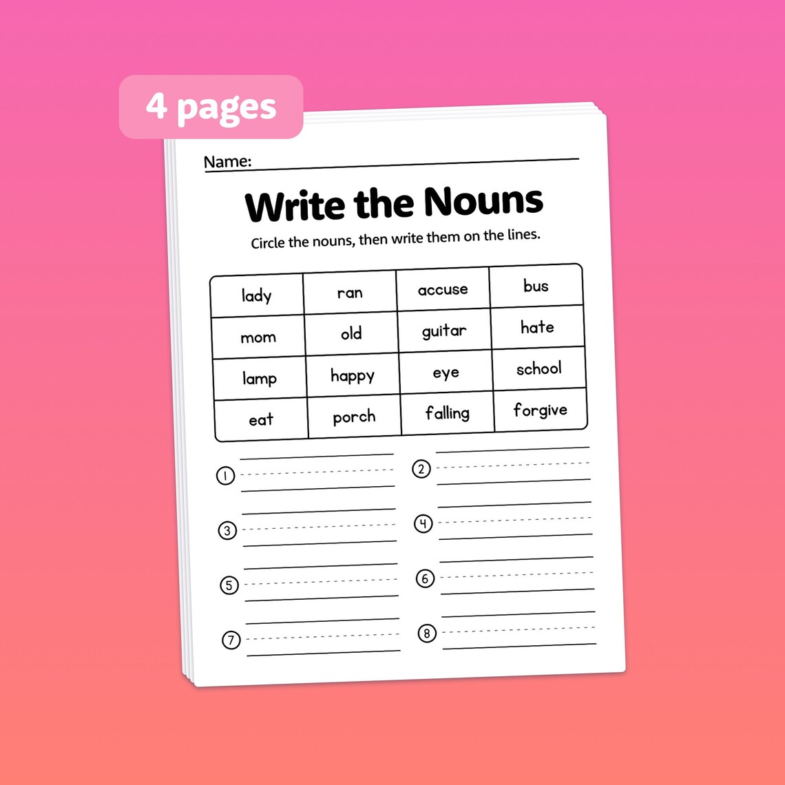 Common Nouns Worksheets | Person, Place, Thing | 1st Grade Noun ...