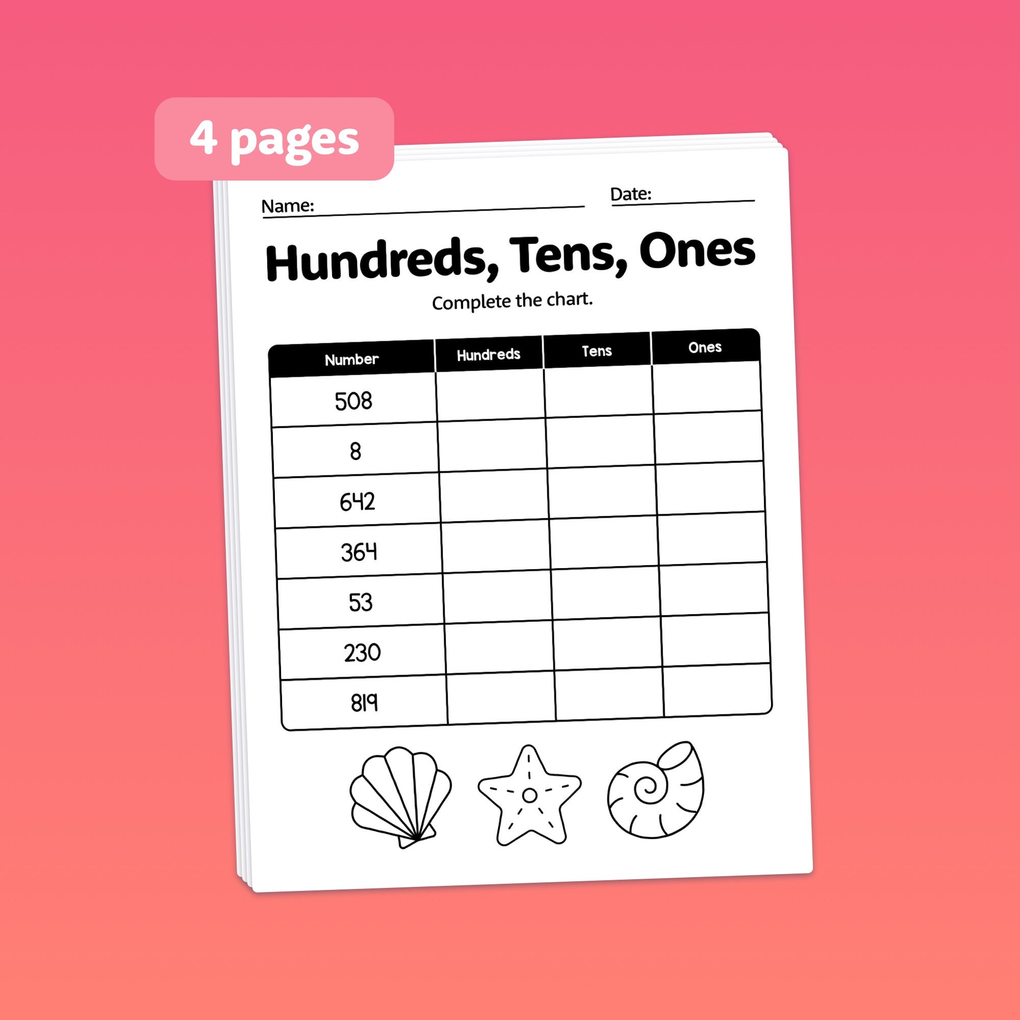 Summer Place Value Worksheets | Hundreds, Tens, and Ones | 1st Grade ...