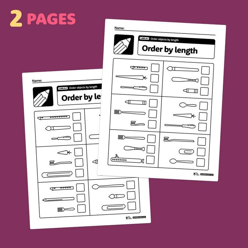 Order Objects by Length Worksheets | 1st Grade Measurement Math Centers ...