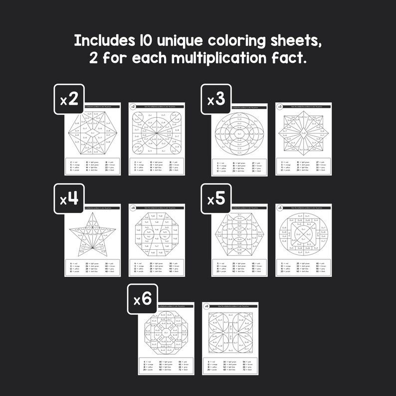 Multiplication Coloring Pages Printable / Multiplication Facts - Etsy