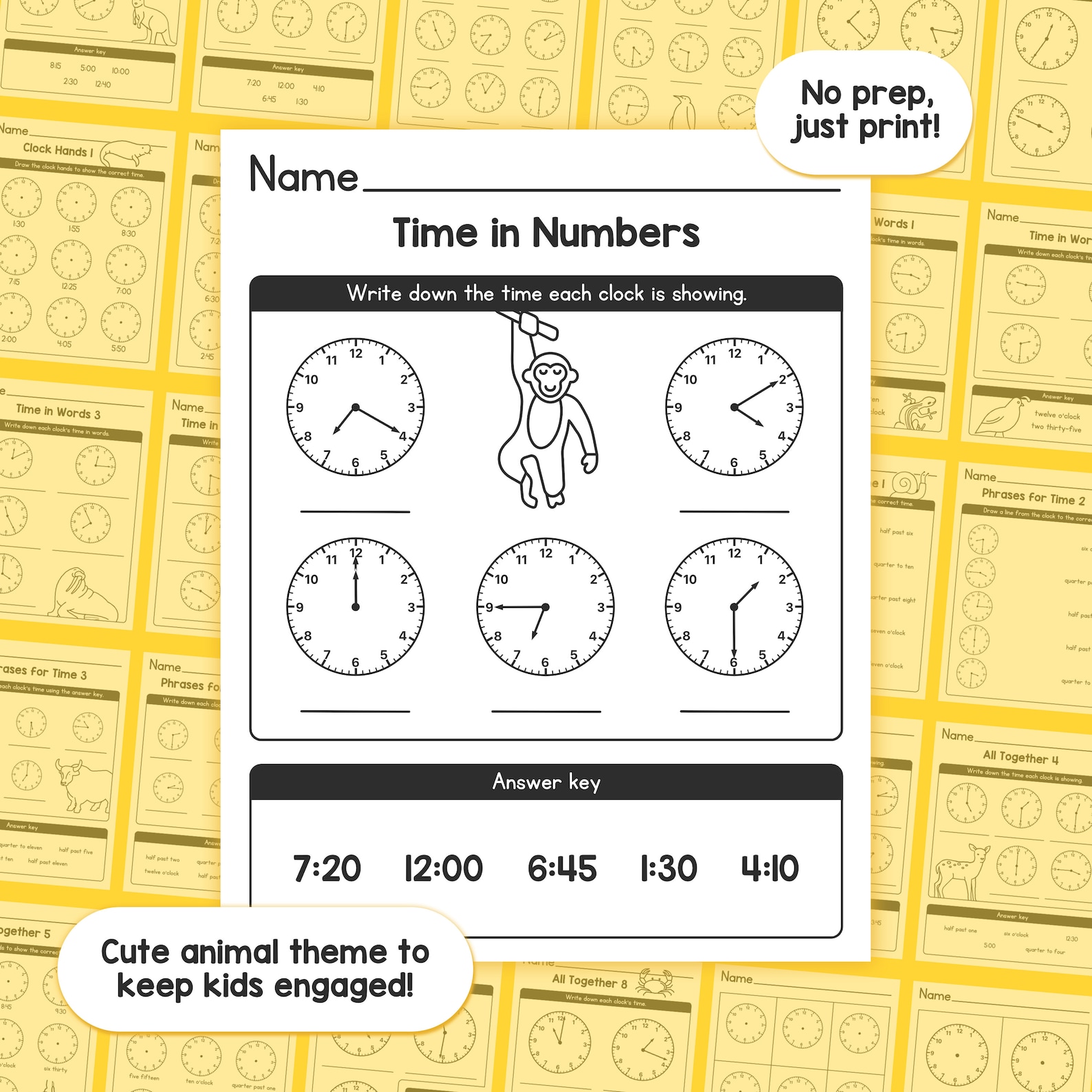 Analog Clocks Worksheets Kinder 1st 2nd 3rd Grade / - Etsy