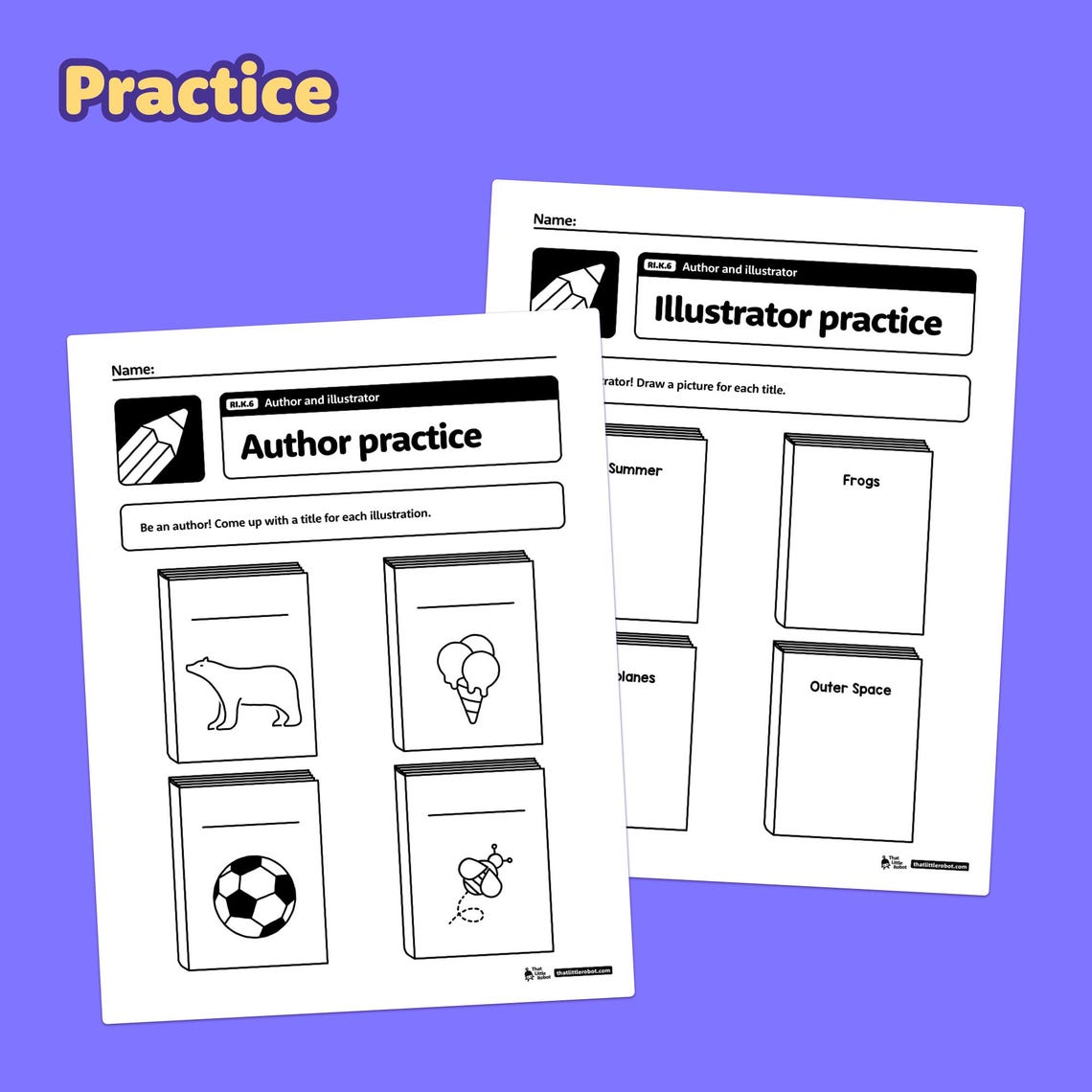 Author and Illustrator Worksheets | Kindergarten Reading & Parts of a ...