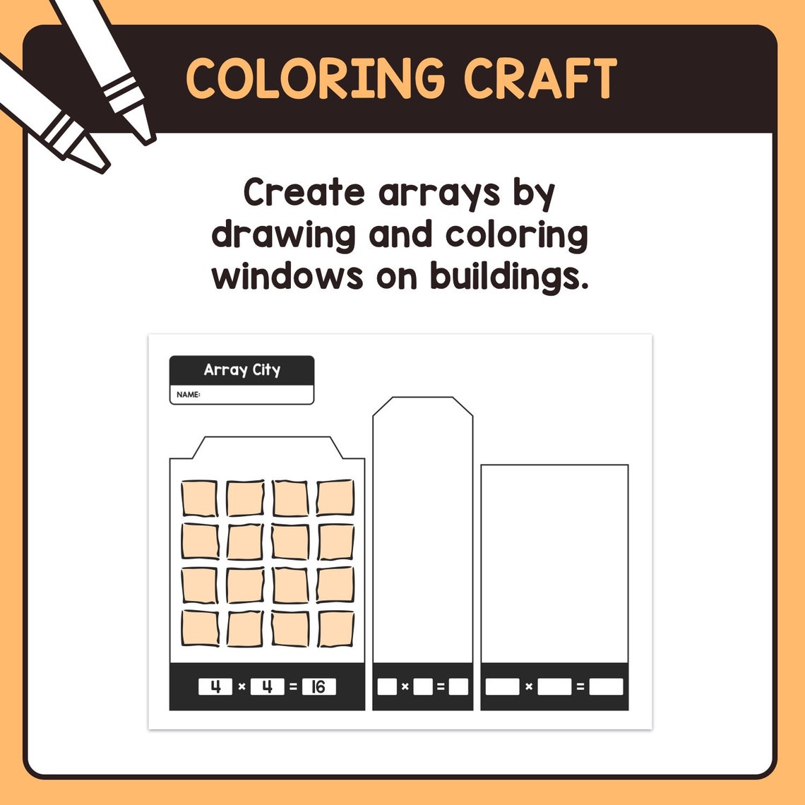 Halloween Array City Math Craft | 2nd, 3rd, 4th Grade Multiplication ...