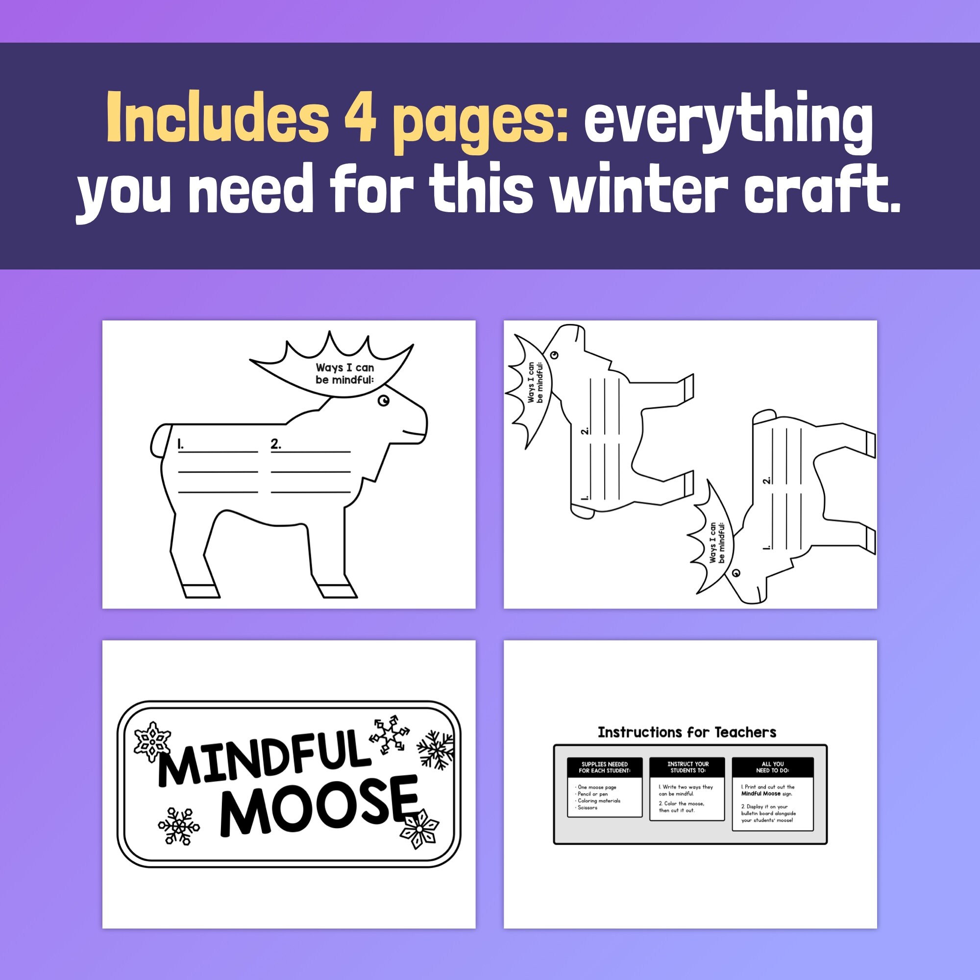 Winter Bulletin Board Mindfulness Craft 1st, 2nd, 3rd Grade Mindful ...
