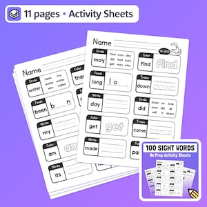 No Prep Sight Words Bundle | Kindergarten & 1st Grade Sight Word ...