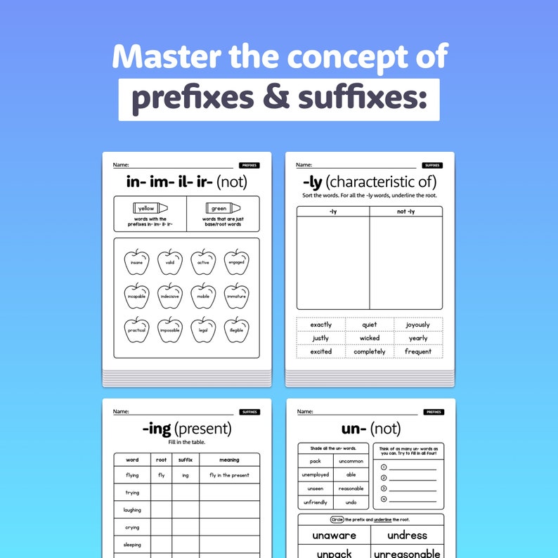 2nd & 3rd Grade Prefixes and Suffixes Worksheets | Grammar Worksheets ...