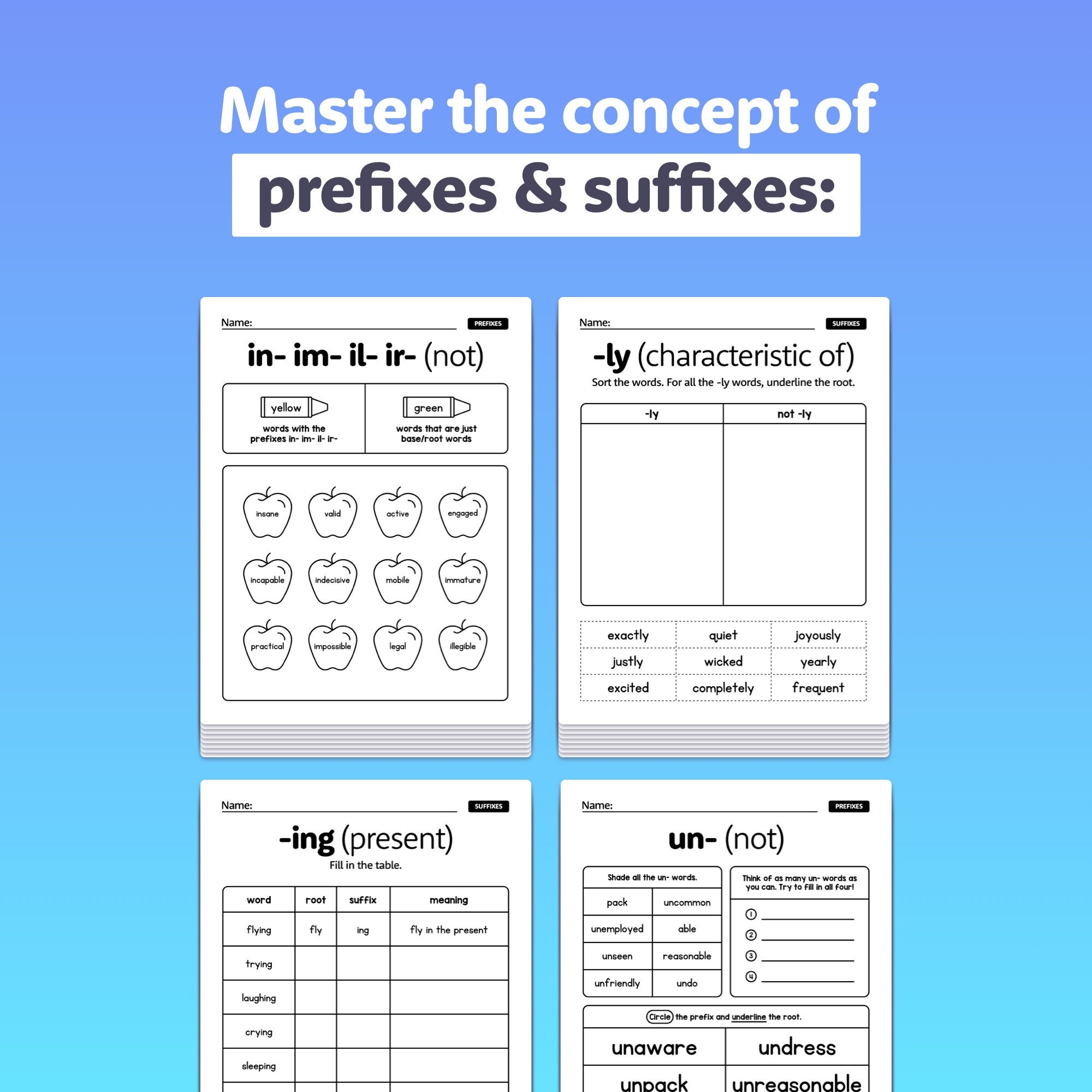2nd & 3rd Grade Prefixes and Suffixes Worksheets | Grammar Worksheets ...