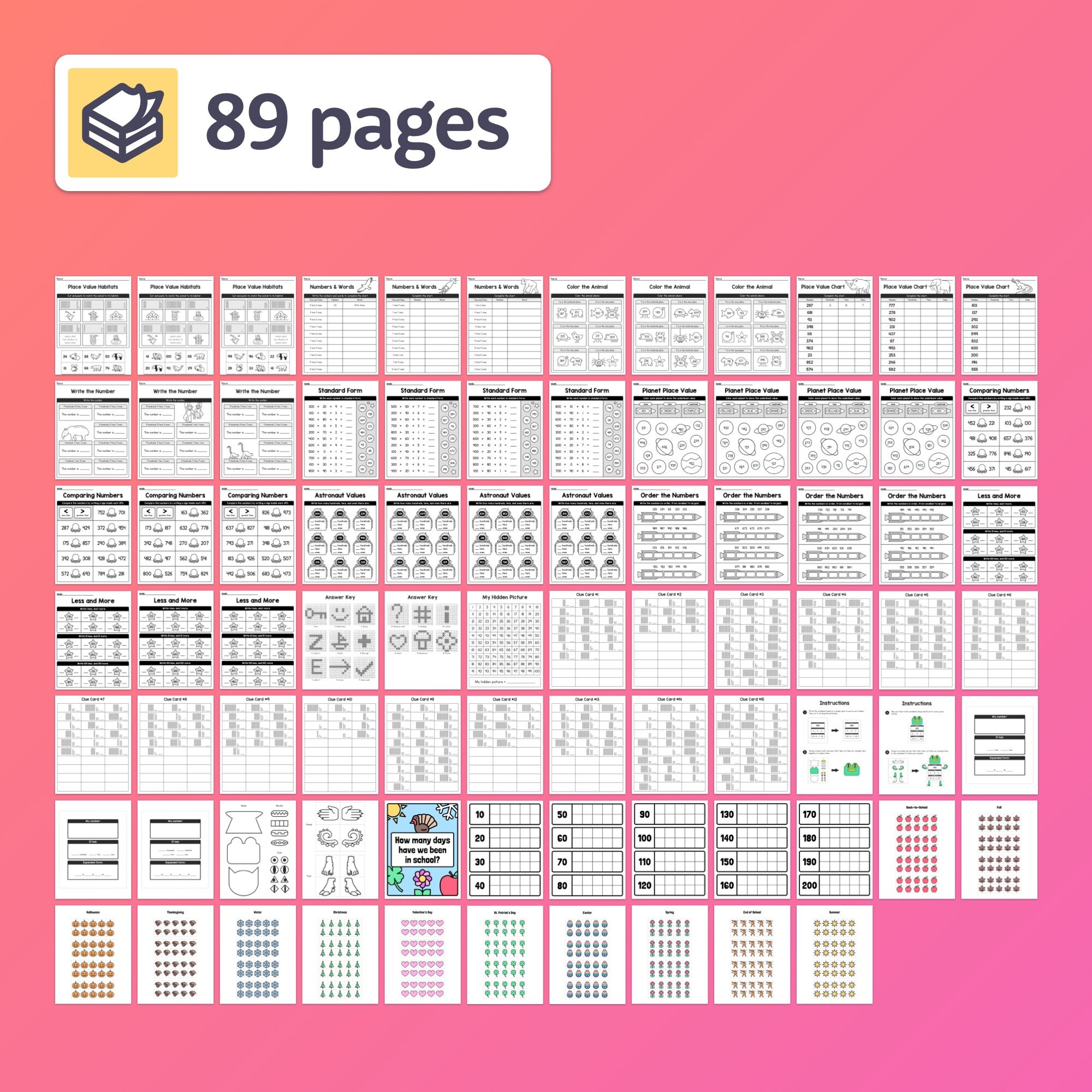 No Prep Place Value Unit 1st, 2nd, 3rd Grade Place Value Activities ...