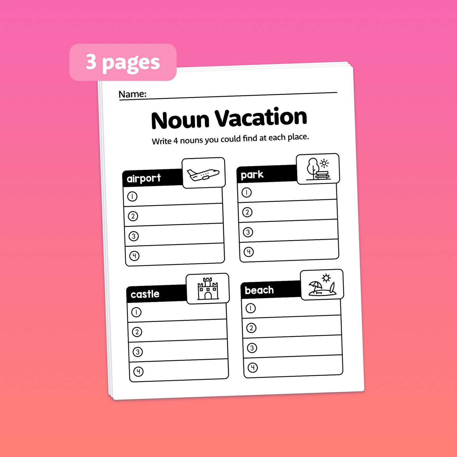 Common Nouns Worksheets | Person, Place, Thing | 1st Grade Noun ...