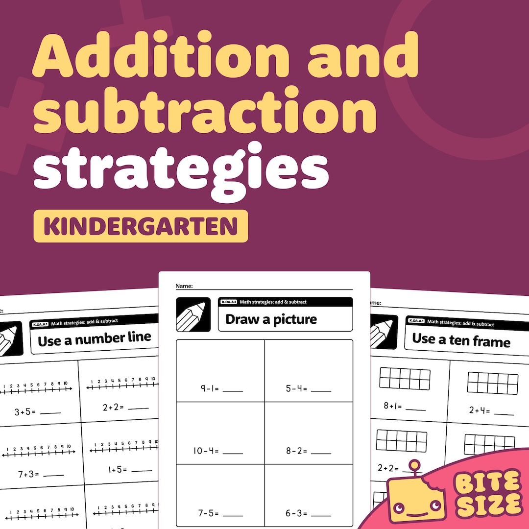 Addition & Subtraction Strategies Worksheets | Kindergarten Math ...