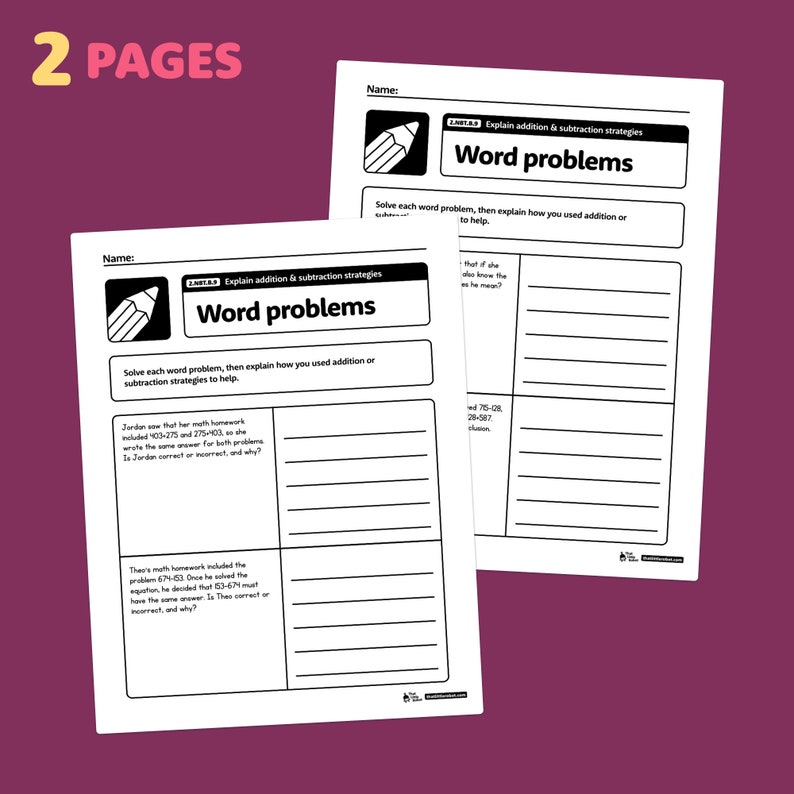 Explain Addition & Subtraction Strategies Worksheets | 2nd Grade Place ...